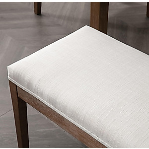 DM Furniture Linen Dining Bench Upholstered Entryway Bench Farmhouse Shoe Bench Seat Ottoman for Hallway Living Room Bedroom End of Bed Dining Room Kitchen, 45.5" Long, Beige