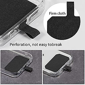 Dutyway 4 pcs Cell Phone Tether Tabs,Universal Fabric Phone Tether Patch Pad, Mobile Phone Tether Sticker Anti-Lost 4 Pack for Men Women (Black)