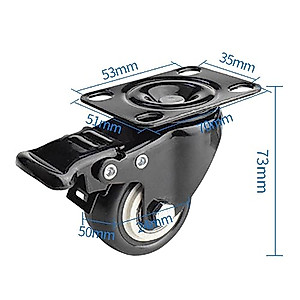 , 1.5″ Silent Swivel, 2″ with Brakes, PVC Caster Kit, for Trolley, 4pcs (Color : Fixed, Size : 1.5inch)