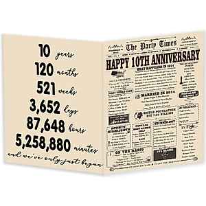 YiKaLus Romantic 10 Years Anniversary Card for Him Her, Vintage Tin Gifts for 10th Anniversary Couples, Sweet Ten Years Wedding Decorations for Husband Wife, Back in 2014
