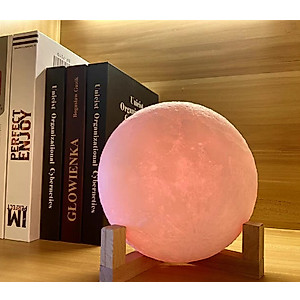 LOGROTATE Moon Lamp, Wall-Mounted Kids Night Light, 2021 Upgraded 5.96 Inch 18 Colors Sliding/Remote Control Moon Light with Unique Stand, Timing, USB Rechargeable, Wall Light Moon Decor, Best Gift
