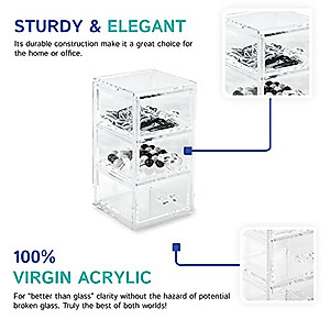 Huang Acrylic Clear Stackable 3-Drawer Organizer, Makeup Jewelry Accessories Cosmetic Countertop Storage Display