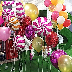 24pcs Sweet Candy Balloons for Birthday Wedding Parties, Including 16pcs Round Lollipop Balloons and 8pcs Candy Lollipop Balloons Aluminum Balloons.
