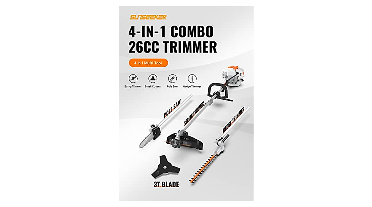 SUNSEEKER 4-in-1 Gas Multi-Tool: Trimmer, Edger & Cutter