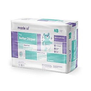 MADE OF The Better Baby Diapers - Hypoallergenic Diapers for Sensitive Skin, Unscented, 10 Hour Absorbency - Pediatrician and Dermatologist Tested - Size 0 (144 Count)