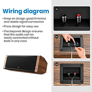 Moukey Center Channel Speaker, 100 Watt Peak Compact Center Speaker Hi-Res Audio with Deep Bass Response, for TV, Home Theater, Dolby and DTS Surround - Mcs1