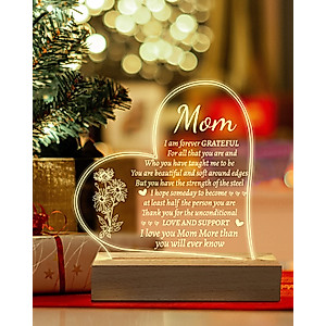 Mom Gifts from Daughter Son, Engraved Night Light Mom Gifts, Mothers Day Gifts for Mom from Daughter Son, Unique Birthday Gifts for Mom, Stepmom