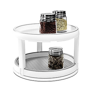 madesmart Classic 10" Twin Turntable - White | CLASSIC COLLECTION | Kitchen Organizer | Easy to Spin | Non-slip Lining and Rubber Feet | Easy to Clean | BPA-Free
