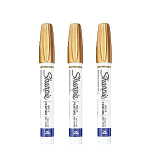 Sharpie Oil-Based Paint Marker, Medium Point, 3-Count (Metallic Gold)