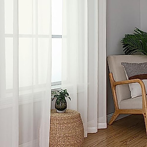 Simplebrand Sheer Curtains 72 Inches Long 2 Panels for Living Room, Dual Rod Pockets Airy Window Treatments Voile Curtains Sheer Panels Lightweight for Front Back Patio Glass Door, Ivory, 42" Width