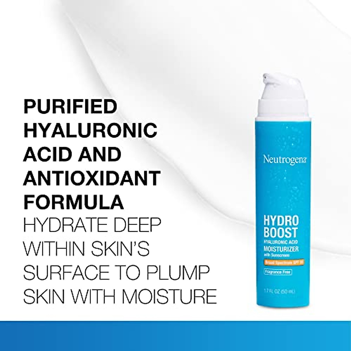 Neutrogena Hydro Boost Hyaluronic Acid Facial Moisturizer with Broad Spectrum SPF 50 Sunscreen, Daily Water Gel Face Moisturizer to Hydrate & Soothe Dry Skin, Fragrance-Free, 1.7 fl. oz