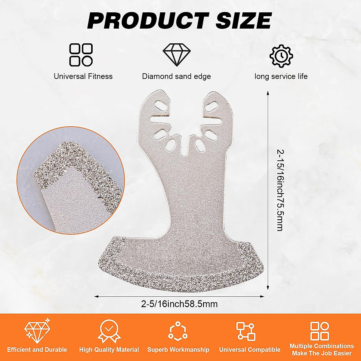 Diamond Oscillating Blades, Richeotai 8 Pcs Diamond Carbide Multi Tool Blades Set for Grout Removal, Flush Cut, Cleaning Mortar