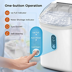 AGLUCKY Nugget Ice Maker Countertop, Portable Pebble Ice Maker Machine with Self-Cleaning Function,35lbs/24H,One-Click Operation,Pellet Ice Maker for Home/Kitchen/Office(White)