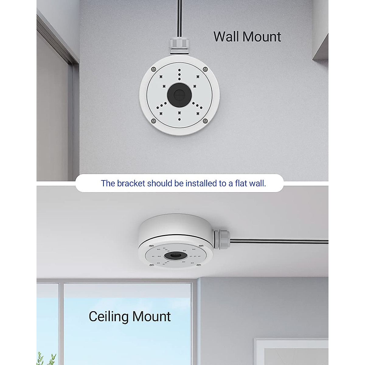 ANNKE Universal Junction Box Mount Bracket for Bullet Dome Turret PTZ Security Cameras Outdoor Waterproof Aluminum Wall Ceiling Mount Hide Cables