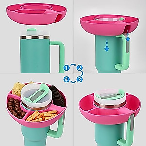 YUBIRD Snack Ring for Stanley Cup, Snack Tray for Stanley Cup 40 Oz, Silicone Snack Bowl Compatible with Stanley 40 Oz, Snack Holder for Stanley Cup (Pink)
