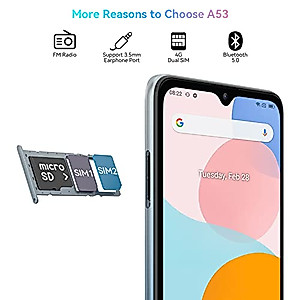 Blackview Unlocked Cell Phones, A53 Unlocked Phones(2023), 7GB RAM+32GB ROM/1TB Expand Unlocked Android Phones, 10W Fast Charge 5080mAh Battery, Android 12, 6.5" HD+ Display, 12MP Camera, Face Unlock