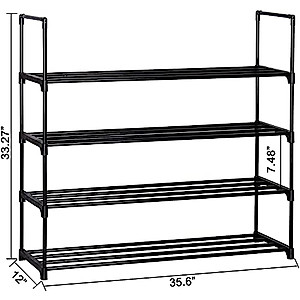 SOONEEDEAR 4-Tier Shoe Rack Metal Shoe Tower 20-Pair Shoe Storage Organizer Unit Entryway Shelf Stackable Cabinet Stackable Shoe Tower Durable Metal Shelves