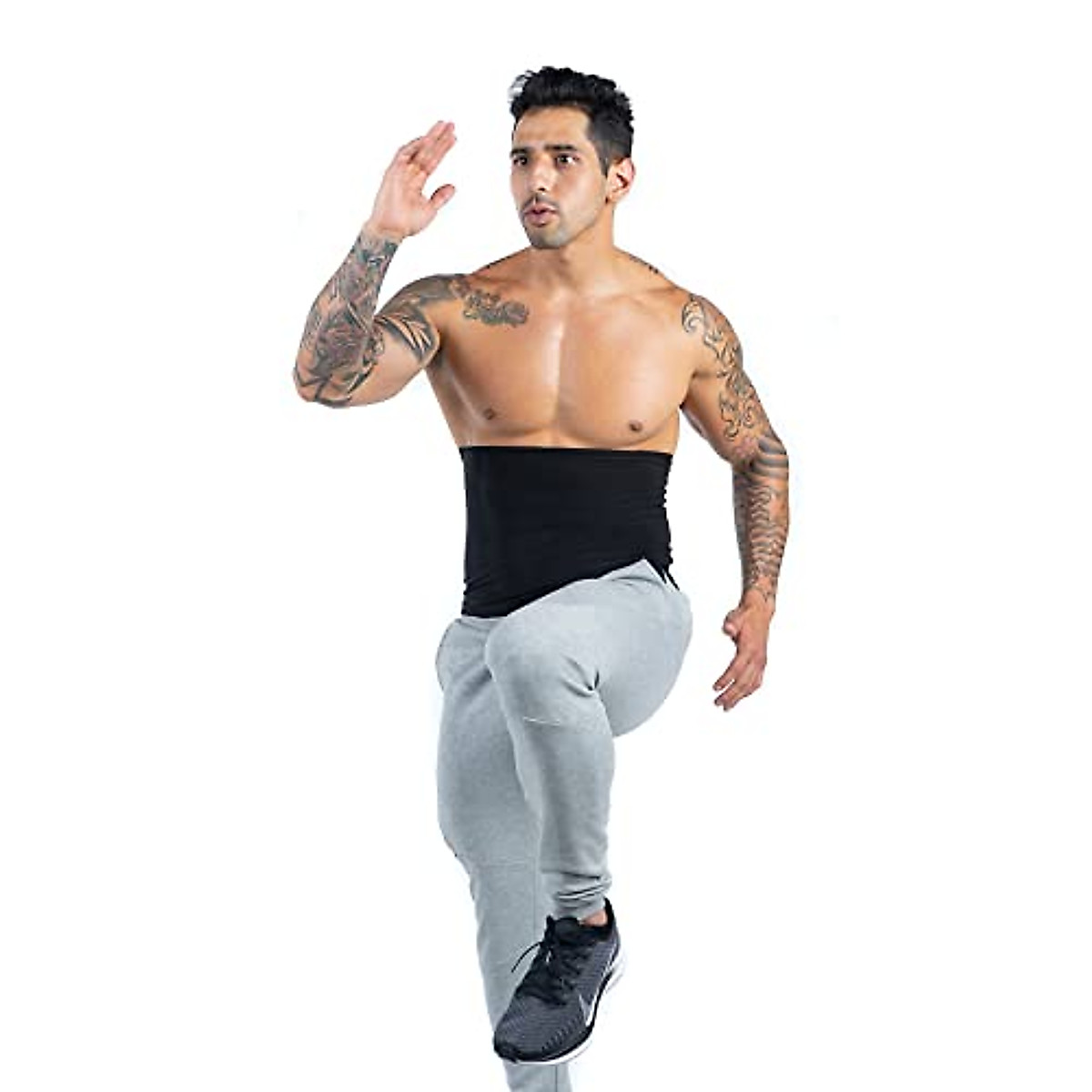 Kewlioo Men's Heat Trapping Waist Toner - Waist Trainer for Men - Comfortable & Discreet Waist Trimmer (Black, L)
