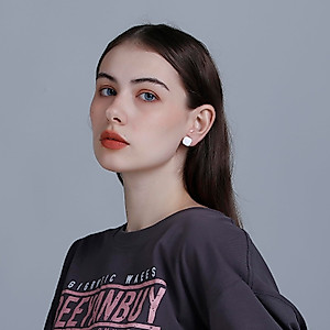 RUOFFETA Small Square Stud Earrings, Pure Colors Square Button Earrings for Women Enamel Square Post Earrings Delicate Pierced Earrings(White)