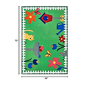 Carpets for Kids KID$Value 48.67 Garden Time Classroom Welcome Value Rug 4ft x 6ft Rectangle Green