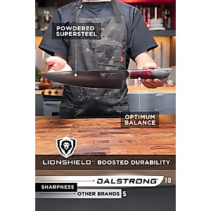 Dalstrong Chef Knife - 9.5 inch - Spartan Ghost Series - Premium American Forged S35VN Powdered Steel - Razor Sharp Kitchen Knife - Chef's Knife - Maple & Red Resin Handle - Sheath