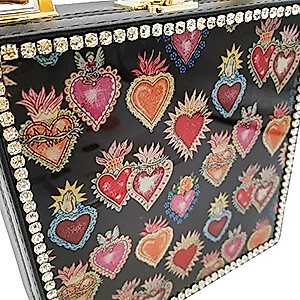 TOPOU Evening Clutch Acrylic PU Women Handbags Print Tote Purses Box with Bamboo Top-Handle Ladies Shoulder Bags (Color : Black)