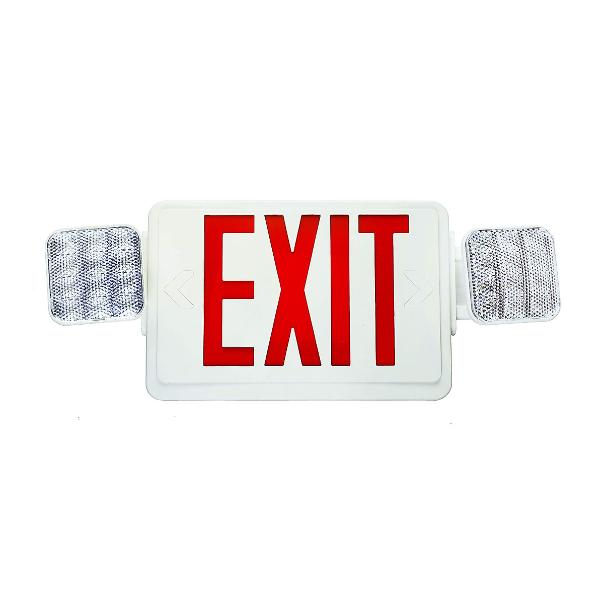 NICOR Lighting Remote Capable LED Emergency Exit Sign with Dual Adjustable LED Heads, White with Red Lettering (ECL1-10-UNV-WH-R2R)