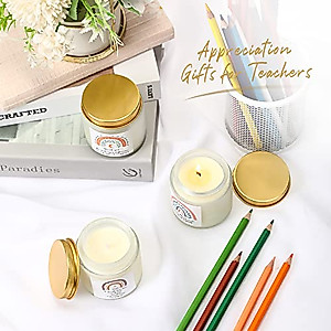 6 Jar Teacher Appreciation Gifts Bulk Teacher Candles with 3 Scents Thank You Gifts Best Teacher Scented Soy Wax Candles Teacher Valentine Gift for Women Teacher, 3.5 oz