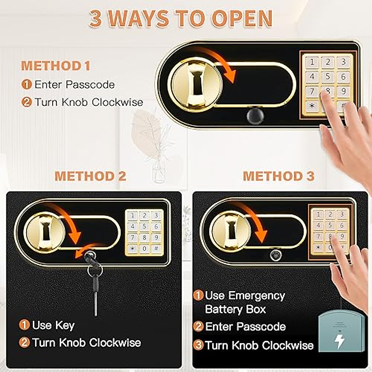 2.5 Cubic Large Fireproof Safe Box with Waterproof Fireproof Document Bag, Anti-Theft Home Safe with Combination Lock, Security Safe for Money Ammunition Medicines