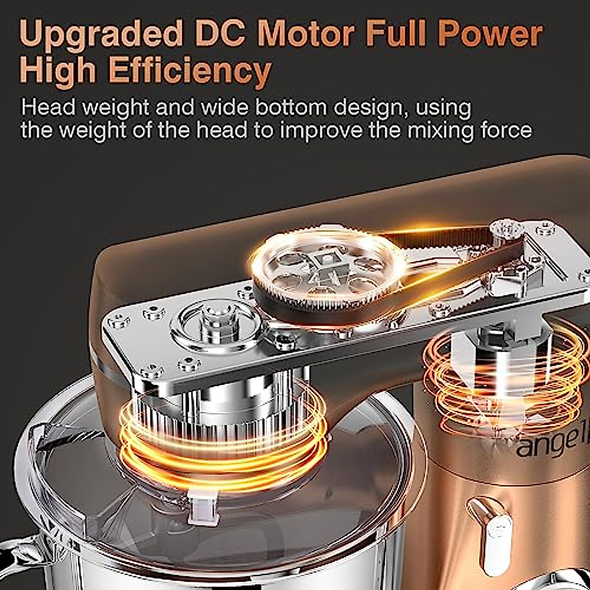 Mini Angel Stand Mixer,10-Speed Kitchen Electric Mixer,Tilt-Head Food Mixer with Dough Hook, Wire Whisk, Flat Beater, Stainless Steel Bowl (5.5QT, Yellow)