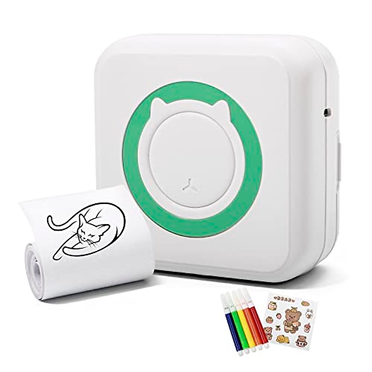 BIGFOX Mini Printer, Inkless Thermal Portable Printer Built-in 1200mAh Battery Wireless Bluetooth Photo Printer Sticker Maker Machine Label Receipt Printer Handheld Compatible with iOS/Android