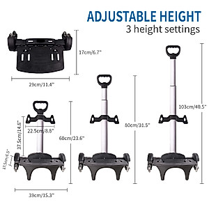 Backpack Trolley, Wheeled Cart Aluminum Alloy, Folding Trolley Cart for Schoolbag, 6 Wheels Luggage Cart