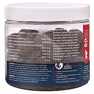 Only Natural Pet Hemp Advanced Mobility Support for Dogs Holistic Wellness Hip Bone Joint Health - Inflammatory Function Relieves Pain Stiffness Green Lipped Mussels Turmeric (HA) 60 Count