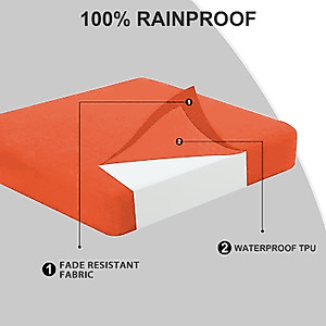 All Smiles Outdoor Seat Cushions for Patio Furniture Set of 24x24 Inch for Waterproof Replacement Cushions with Removable Cover for Chair Yard Garden Deck，Orange