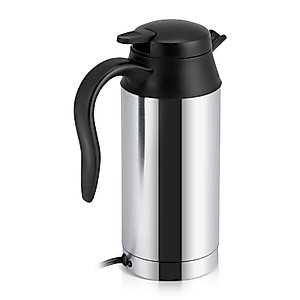 12V 750ml Stainless Steel Car Electric Heating Mug Drinking Cup Travel Kettle Water Boiler for Water Tea Coffee Milk