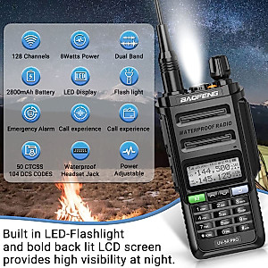 BAOFENG Radio UV-9R Pro Radio Handheld Waterproof IP67 Two-Way Radio,with Type-C Charger Rechargeable Long Range Walkie Talkie for Adult
