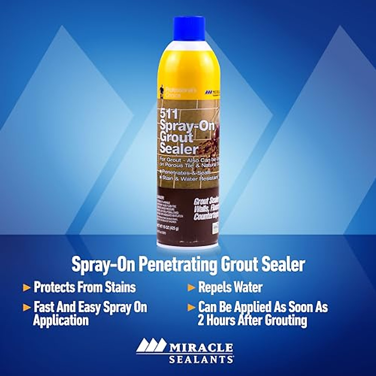 Miracle Sealants GRTSLRAEROCS Aerosol 511 Spray On Grout Sealer, 15 Ounce (Pack of 1), Clear