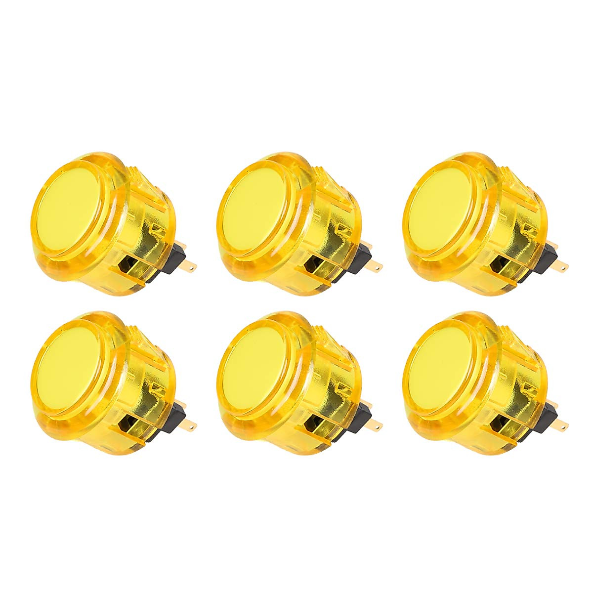Fosiya 6X Arcade Clear Push Buttons 30mm Replace for Arcade Sanwa Buttons PS2 PS3 XBOX360 Consoles (Clear Yellow)