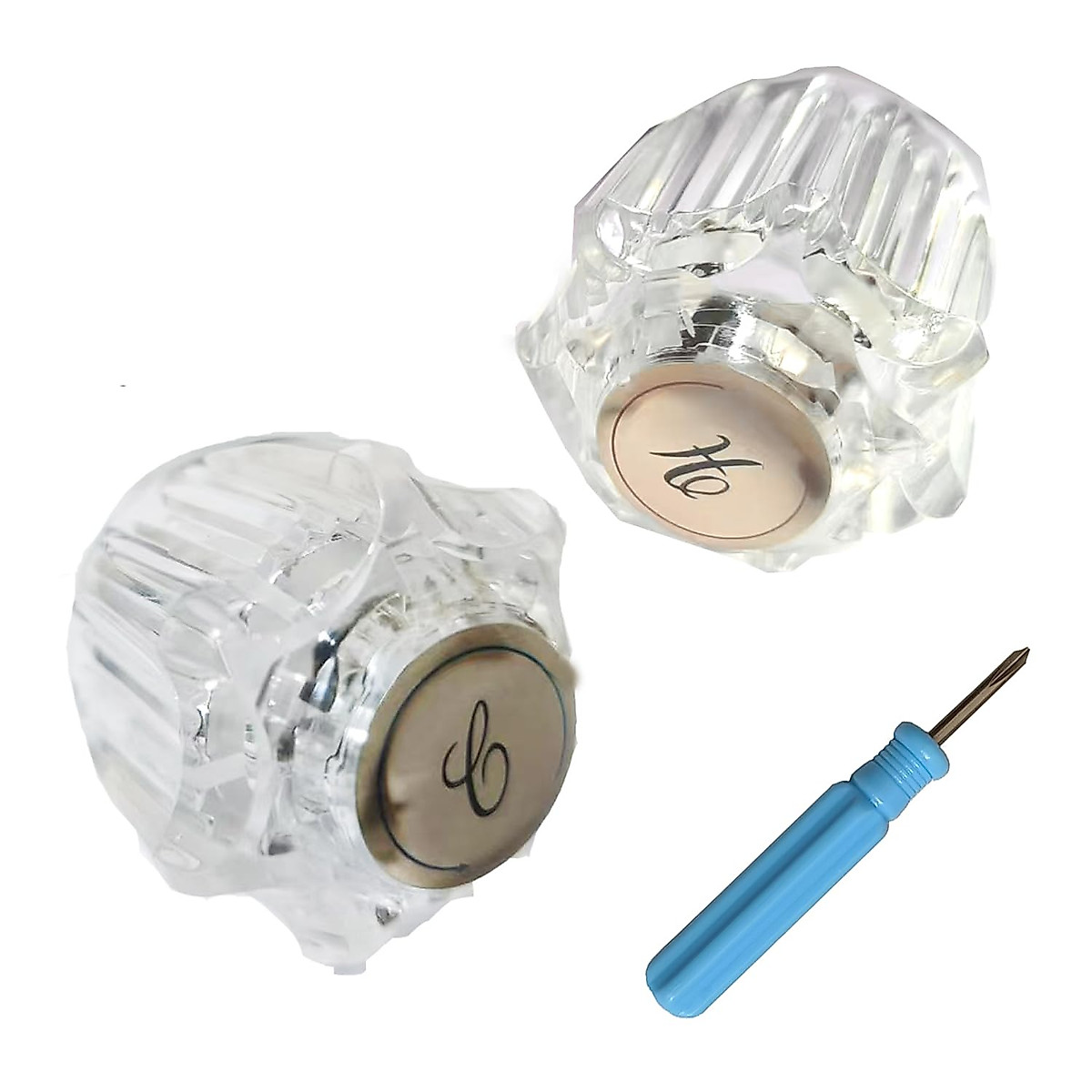 Bathroom Faucet Handles,Bathtub Shower Knob Replacement, Hot and Cold Faucet Replacement Handles Compatible with Delta/Delex Faucets (with Screwdriver)