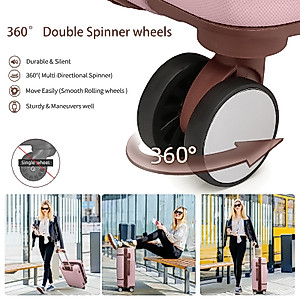 Lulusail Luggage Sets 6 Piece with two Cosmetic Case, Expandable(Only 28 & 24") Hardside Luggage with 360° Spinner Wheels, Durable Luggage Set Clearance For Women Men, Rose Gold