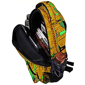 Ancient Egyptian Decor Deities And Gold Background With Hieroglyphs Backpack Casual Sports Daypack Travel School Bag with Multiple Pockets for Men Women College