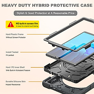 KIQ Shield for Samsung Galaxy Tab A7 Lite Case w/Screen Protector Rotating Hand Strap Kickstand Samsung Galaxy Tab A7 Lite 8.7 Case Kid Proof 2021 SM-T220 T225 T227 - Black