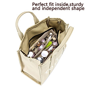 KESOIL Bag Organizer Insert,Tote Bag Insert For On The Go,Book tote,MJ Tote and More,Bag Insert Organizer,Handbag Storage,Tote Bag Felt Insert with Zipper Bag(Beige, L)