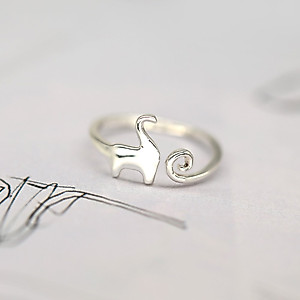 HANFLY Dinosaur Ring Sterling Silver Designer jewellery Adjustable ring Size(US6) (White)