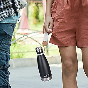 Mollcity 9 oz Water Bottle-Stainless Steel Water Bottle for School Insulated Vacuum Metal Leak Proof Cola Shape Mini Water Bottle for Boys Girls(Black)