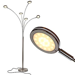 Brightech Orion Arc Floor Lamp for Living Room, Tree Floor Lamp with 5 Adjustable Arms, Multi-Head Standing Lamp with Flexible Rotating LED Lights for Bedroom, Dorm - Bright Hanging Lighting - Silver
