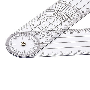 WIN TAPE Clear Plastic Goniometer Can Rotate 360 Degree 7'' Arms, Quick Angle Protractor Measuring Tool
