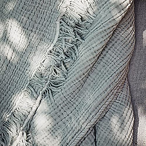 Mint Alley Cotton Muslin Blanket 4-Layer Dark Grey Blankets for Adult 79 x 83 inch Extra Large Lightweight Soft Breathable Throw Comfort Blanket All Season
