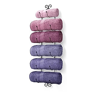 Sorbus Towel Rack Wall Mounted – Metal Towel Holder for Bathroom Wall, Washcloth, Rolled Bath Towels, Spa, Gym, Camper Rv, Shelf Cabinet - 6 Level Wine Rack Wall Mounted for Kitchen Bar, Wine Cellar