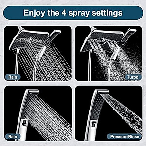 BRIGHT SHOWERS Dual Shower Head Combo, Handheld Showerhead Rainfall Shower Head Set with Black Face, 60 Inch Long Stainless Steel Shower Hose, Chrome